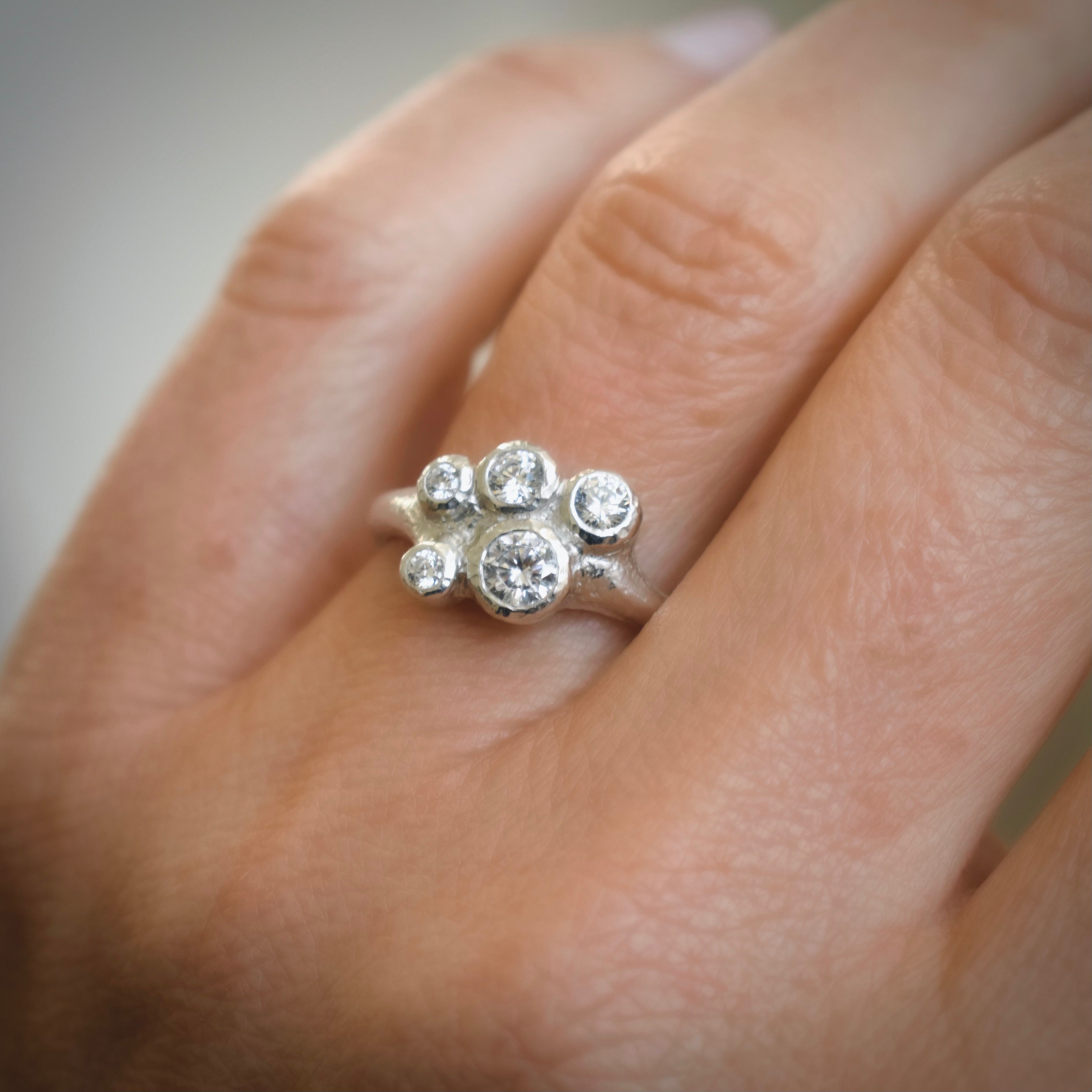 Archipelago Silver & White Sapphire Cluster Ring – Sophie Hooper